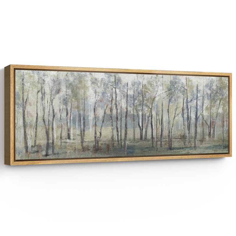 wall26 Green & Blue Tree Forest Landscape Extra Large Framed Wall Art Oversized Canvas Print ...